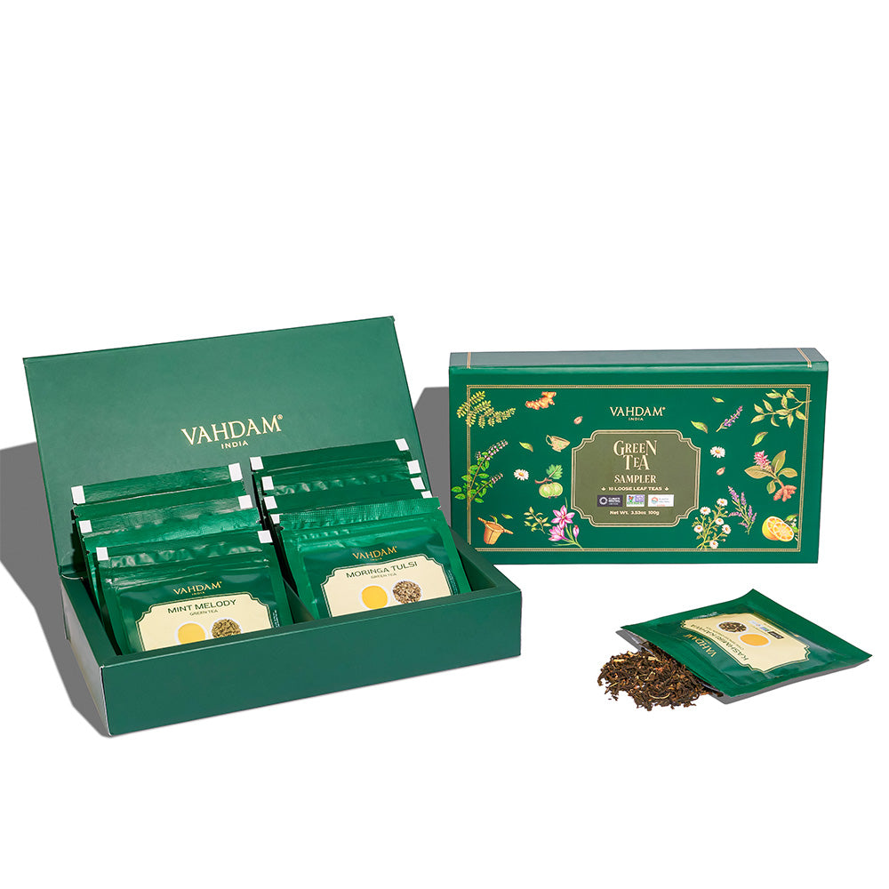 Green Tea Loose Leaf Sampler, 10 Teas | Premium Tea Collection | VAHDAM®
