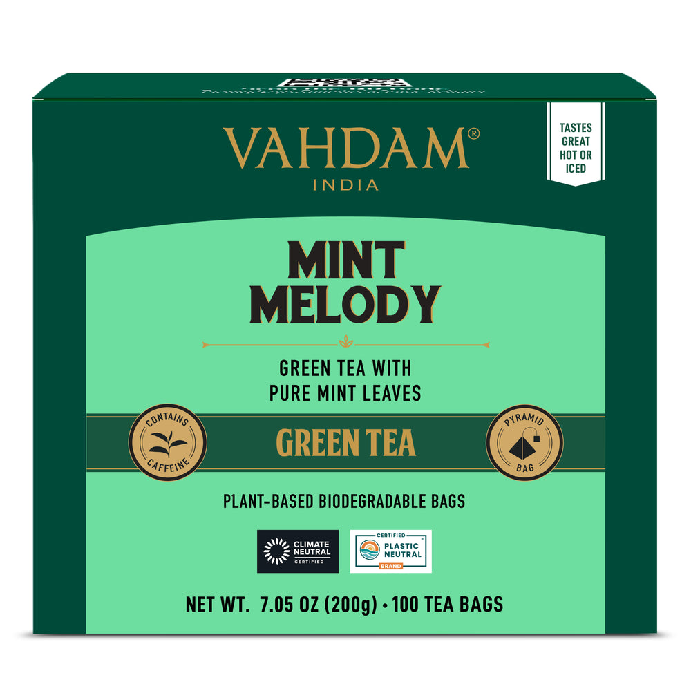 Mint Melody Green Tea Bags, 100 Count | Refreshing Green Tea | VAHDAM®